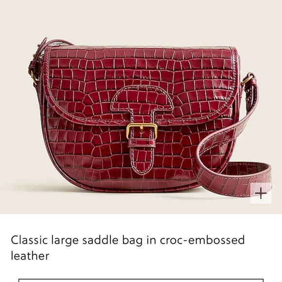 J. Crew | Bags | Jcrew Nwt Classic Large Croc Embossed Leather Dark ...